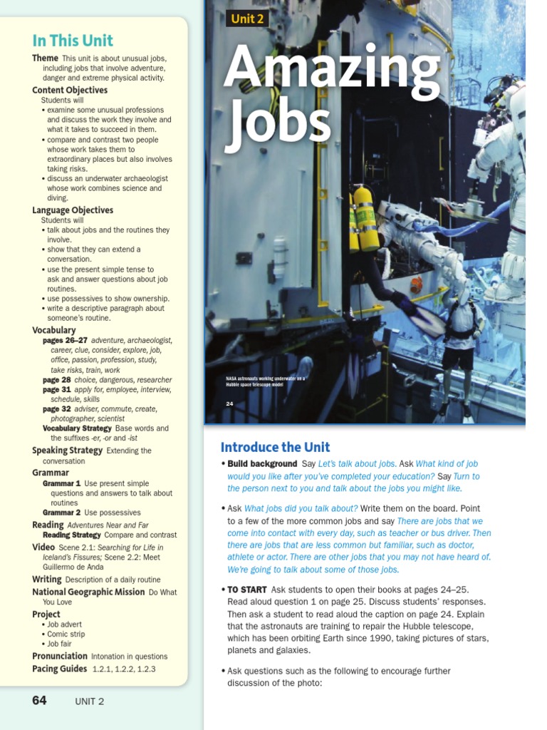 Amazing Jobs: in This Unit | PDF | Fluency | Vocabulary