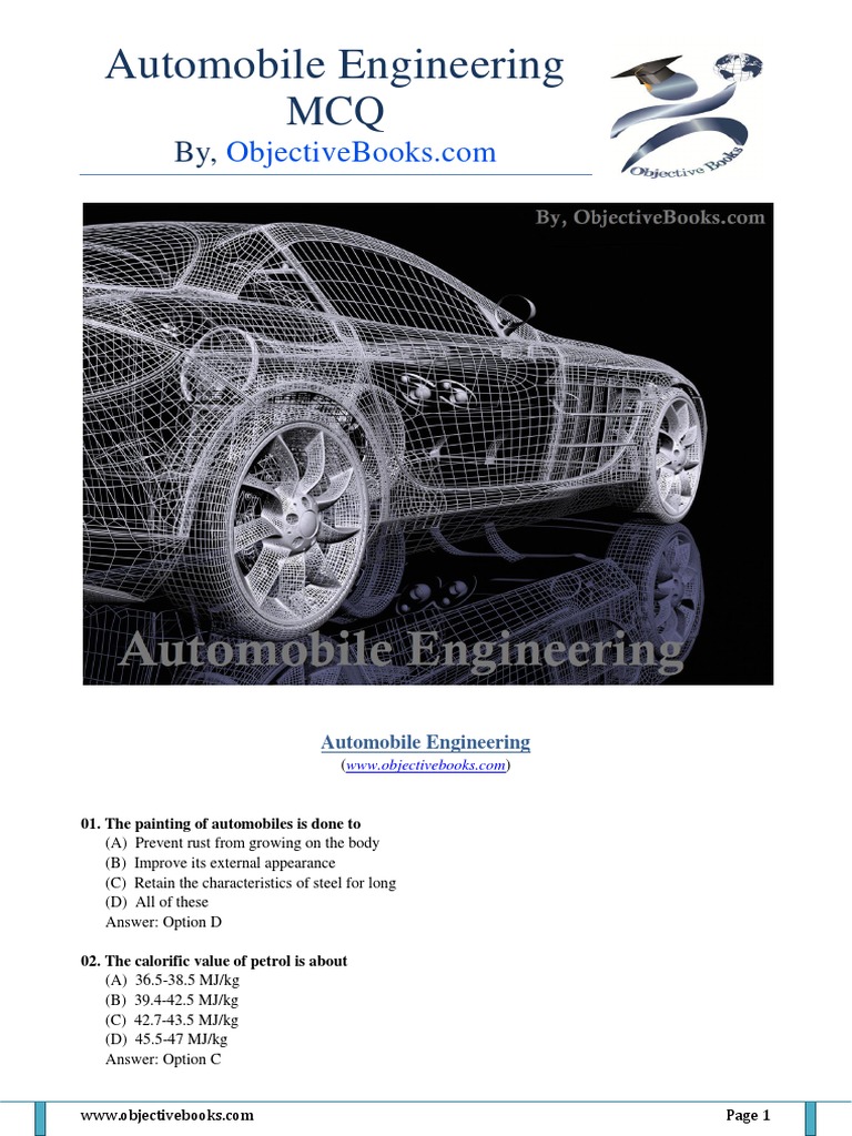 Automobile Engineering MCQ Ebook PDF | PDF | Internal Combustion Engine ...