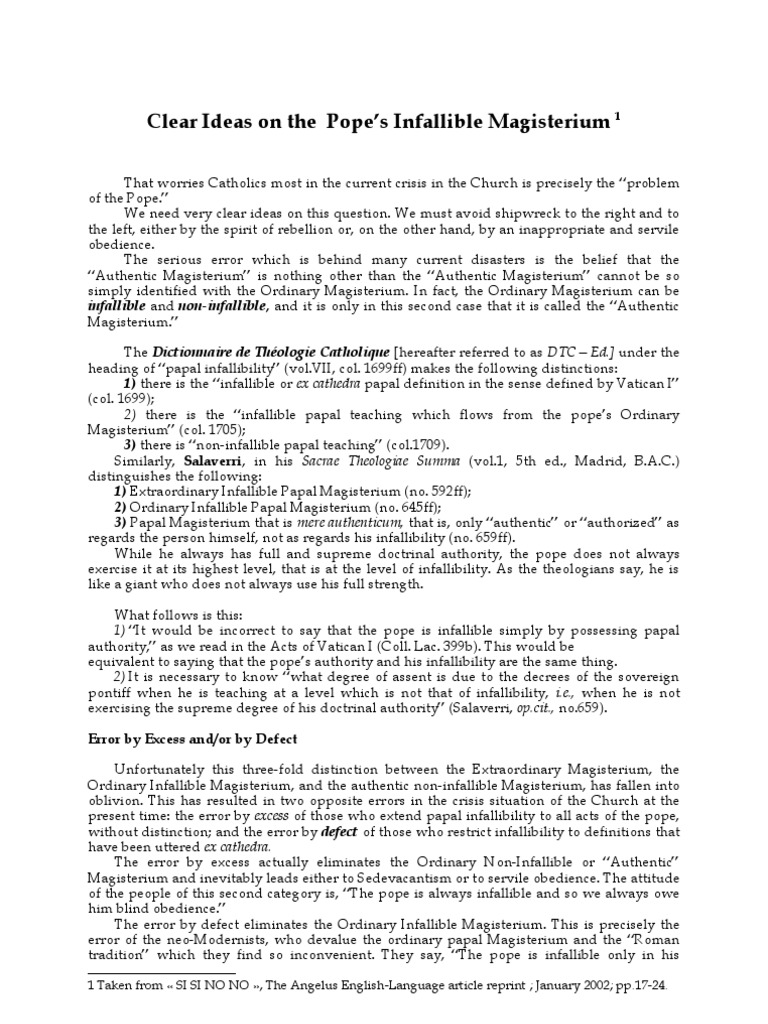 The Pope's Infallible Magisterium | PDF | Pope | Catholic Church
