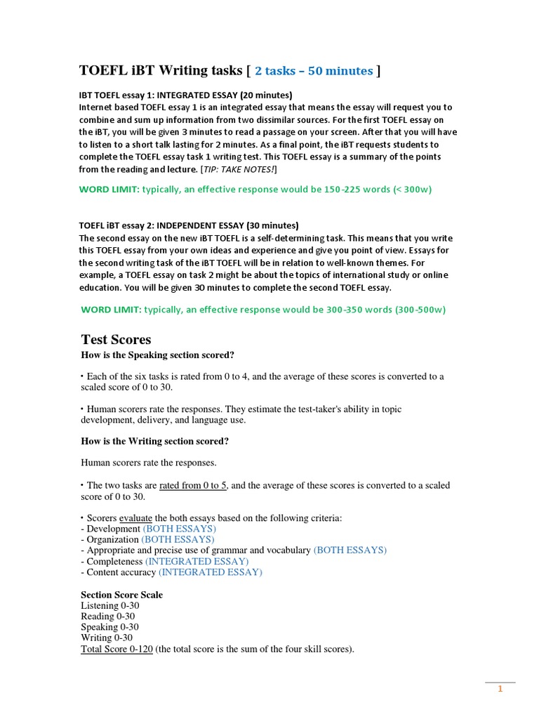 TOEFL Writing Section - Info&Tips | PDF | Essays | Question