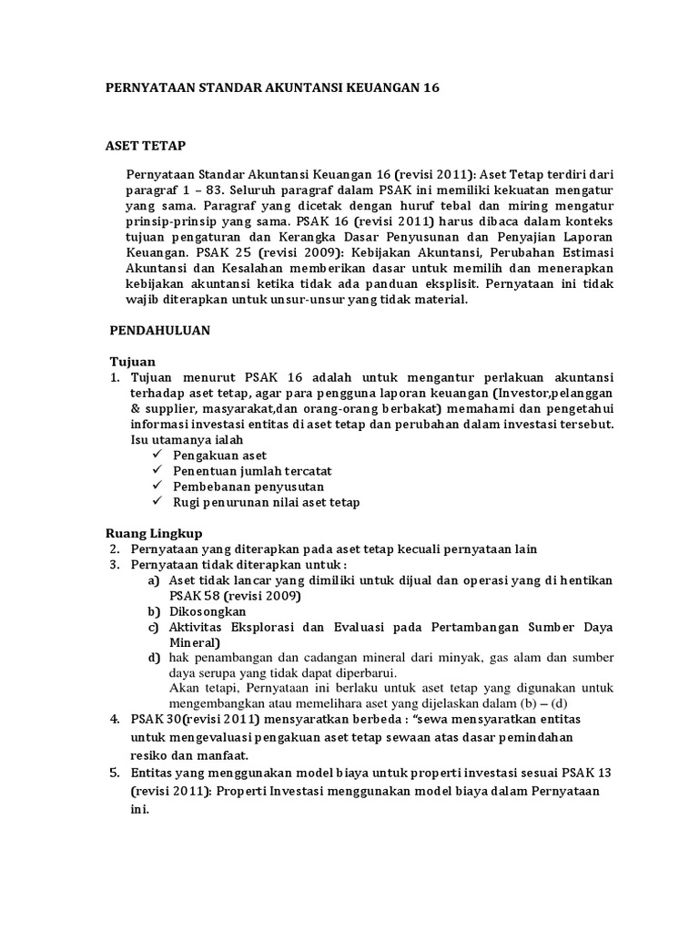 Panduan PSAK 16 Aset Tetap | PDF