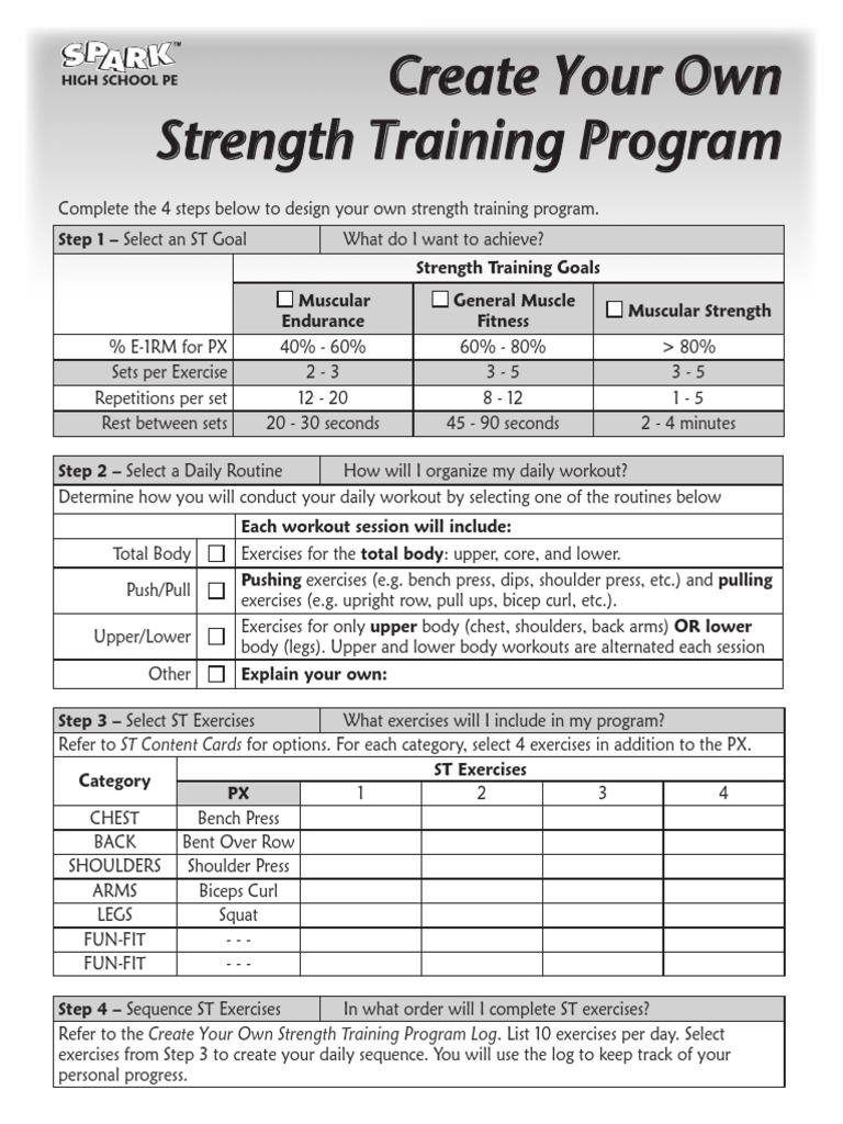 Spark Create Your Own Strength Training Program PDF Strength