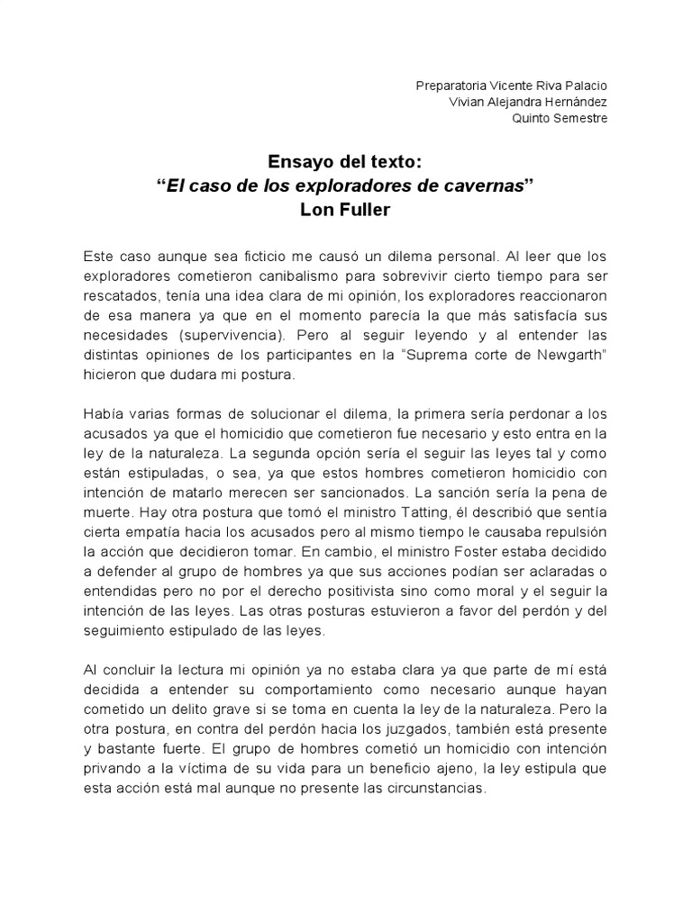 ENSAYO El Caso de Los Exploradores de Cavernas | PDF | Perdón | Homicidio