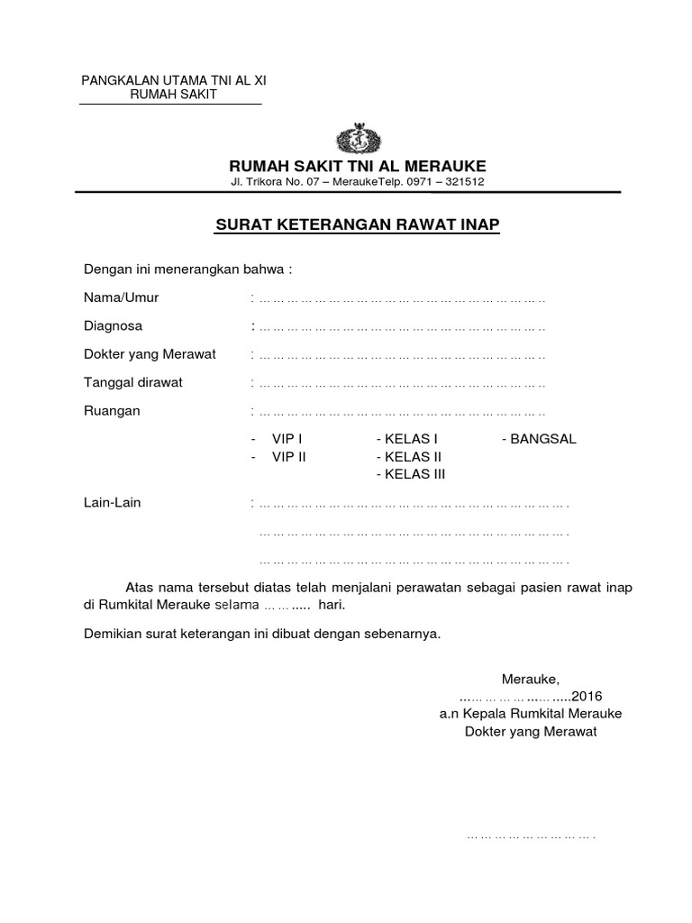 SURAT KETERANGAN RANAP A4 | PDF