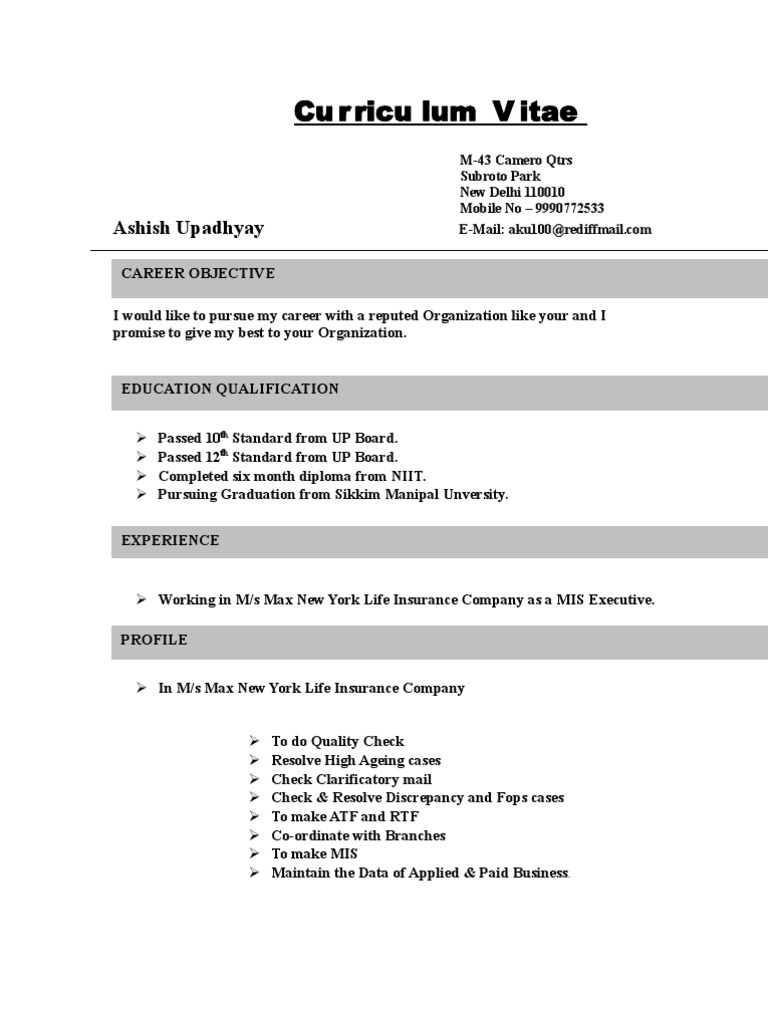 Java Curriculum Vitae of Ashish Upadhyay | PDF
