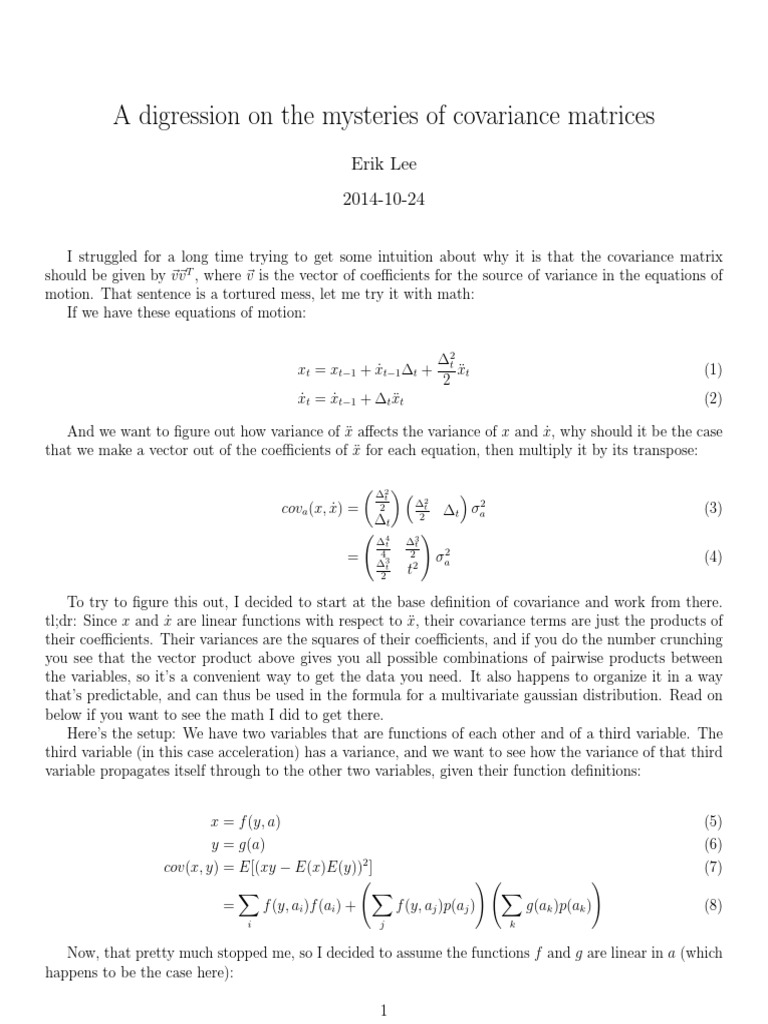 Understanding Covariance | PDF | Covariance Matrix | Linear Algebra