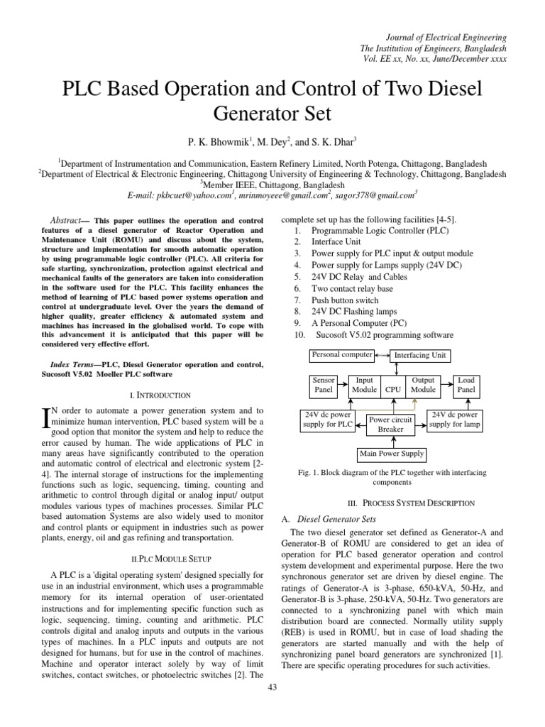 PLC Control 2 Genset PDF | PDF | Programmable Logic Controller | Computer Program