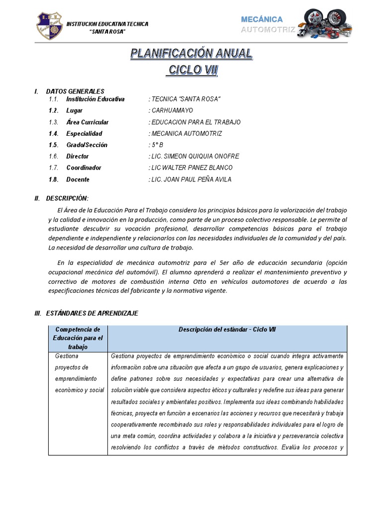 Plan Anual EPT MEC 5to | PDF | Aprendizaje | Tecnología de información ...
