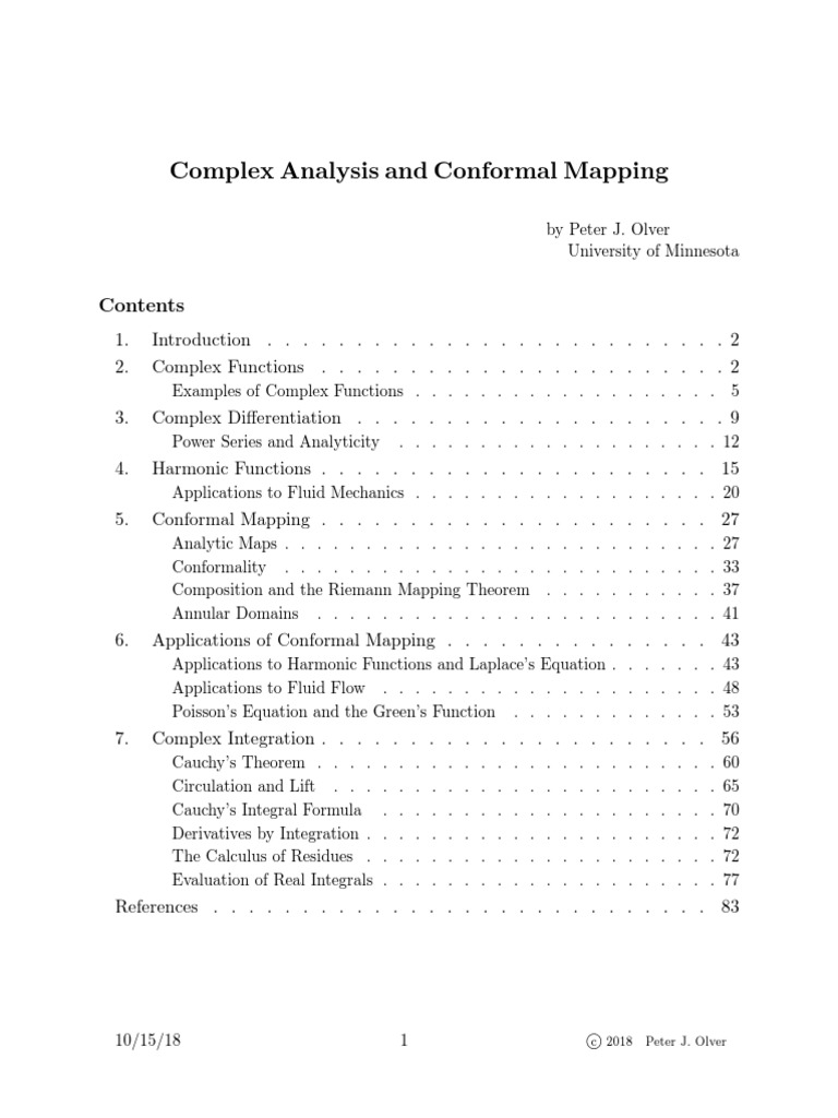Complex Analysis and Conformal Mapping: C 2018 Peter J. Olver | PDF ...