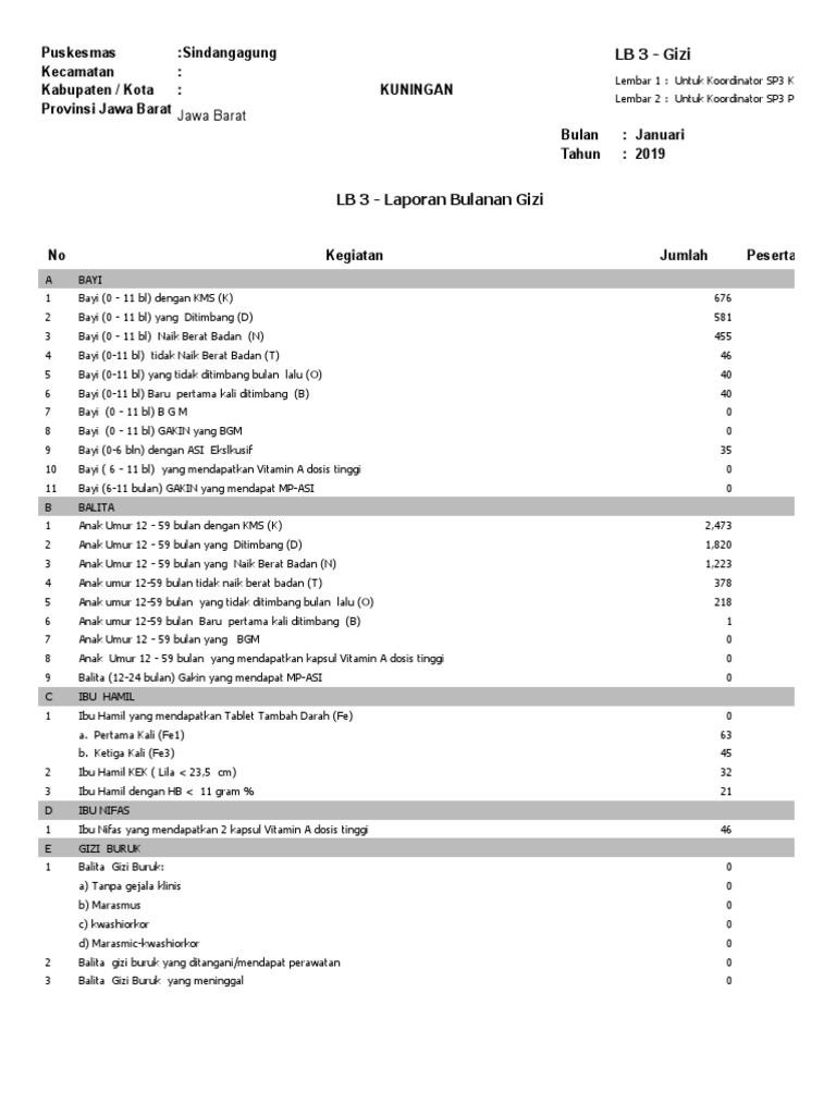 Format Lb3 Gizi | PDF