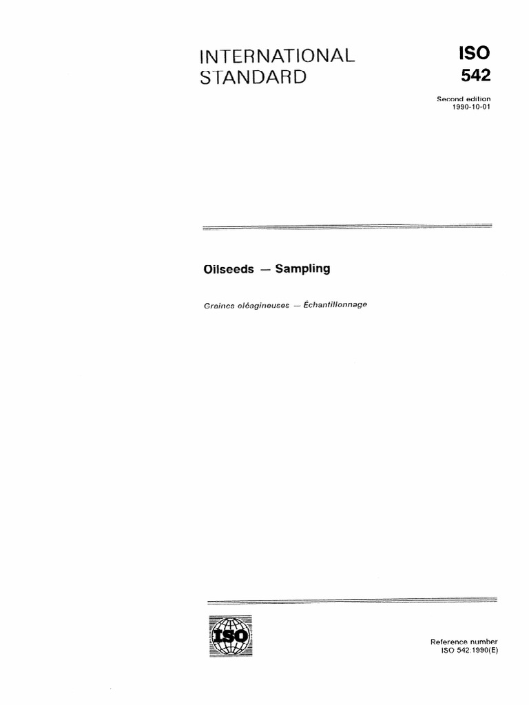 ISO 542 (Sampling OIlseeds) | PDF | International Organization For ...