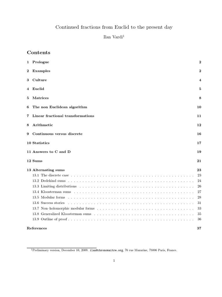 Continued Fractions Mathematics | PDF | Mathematical Analysis ...