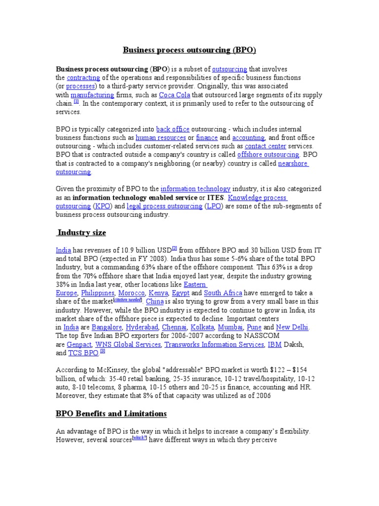 Business Process Outsourcing | PDF | Business Process Outsourcing ...