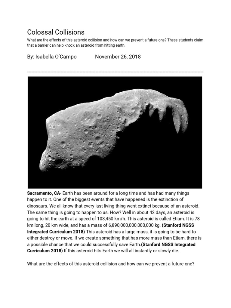 Science News Article | PDF | Asteroid | Earth