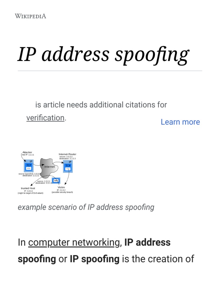 IP Address Spoofing - Wikipedia PDF | PDF | Security Engineering | Crime Prevention