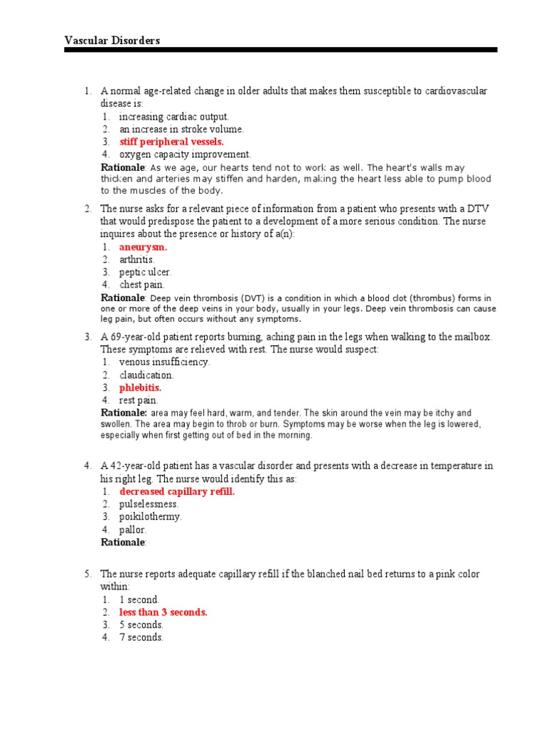 Vascular Disorders: Stiff Peripheral Vessels | PDF | Vein | Blood Vessel