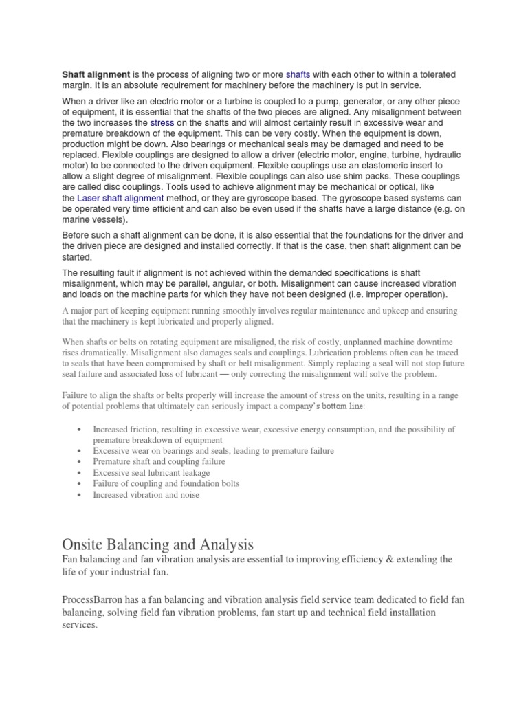 Onsite Balancing and Analysis: Shafts | PDF | Machines | Mechanical ...