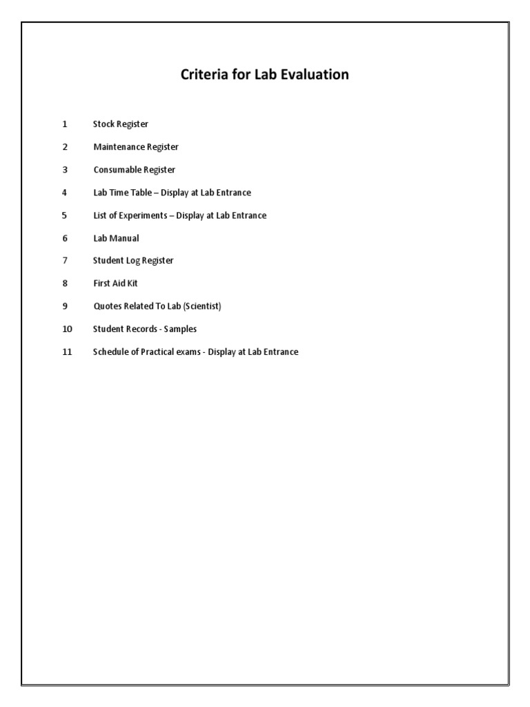 Lab Criteria | PDF