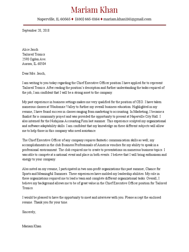 Vei Cover Letter | PDF