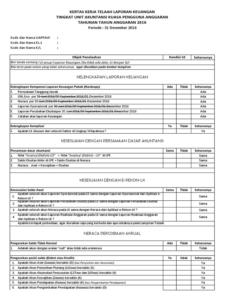 Contoh Lembar Telaah Satker | PDF