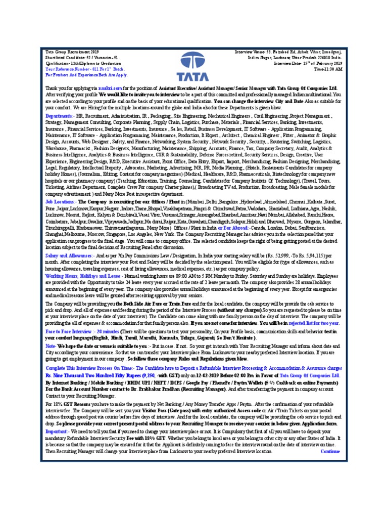 Your Reference Number - 011 For 1 Batch: - For Freshers and Experience ...