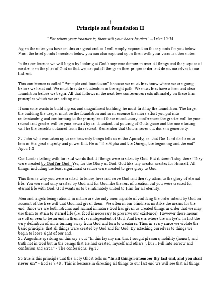 Principle and Foundation II | PDF | Eternal Life (Christianity) | God