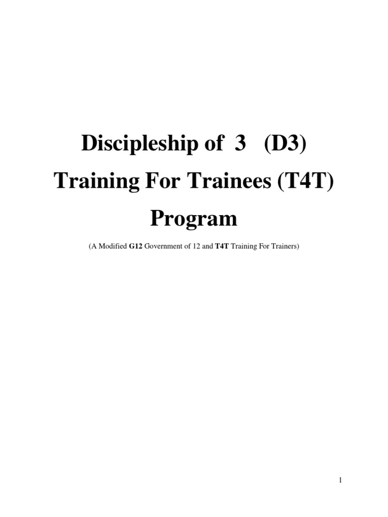 Discipleship of 3 (D3) Training Program | PDF | Disciple (Christianity ...