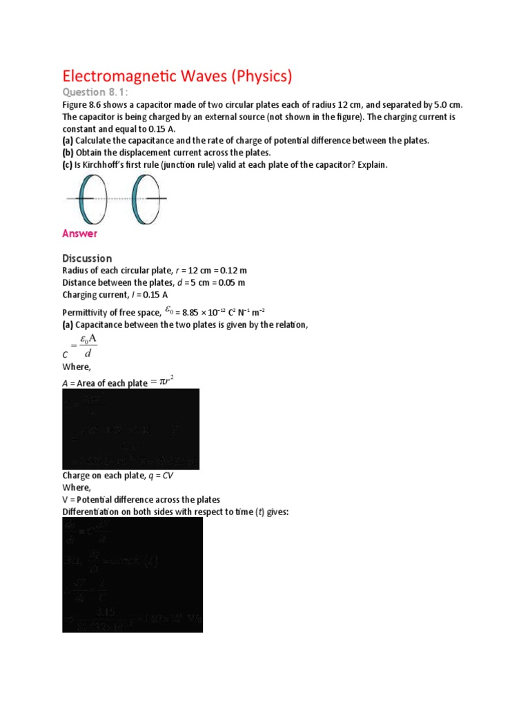 Electromagnetic Waves (Physics) : Answer | PDF | Electromagnetic ...
