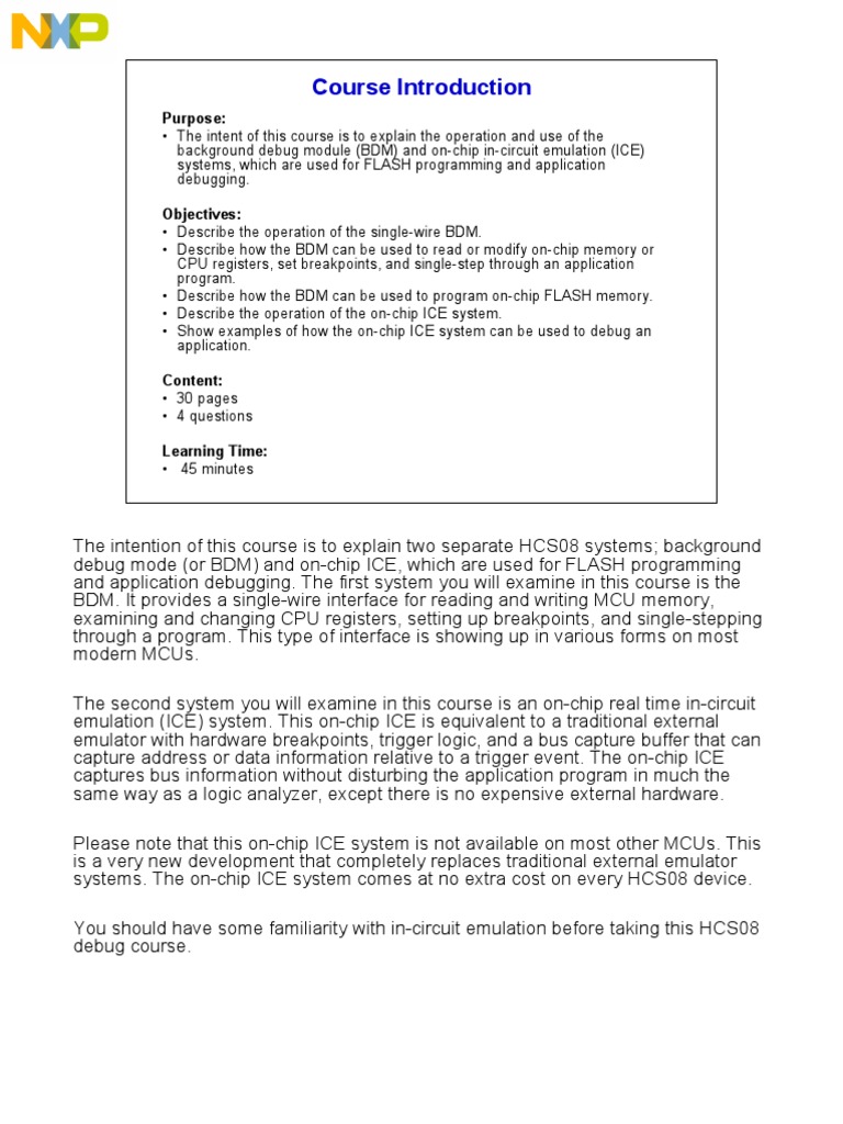 Background Debug Mode (BDM) | PDF | Microcontroller | Flash Memory