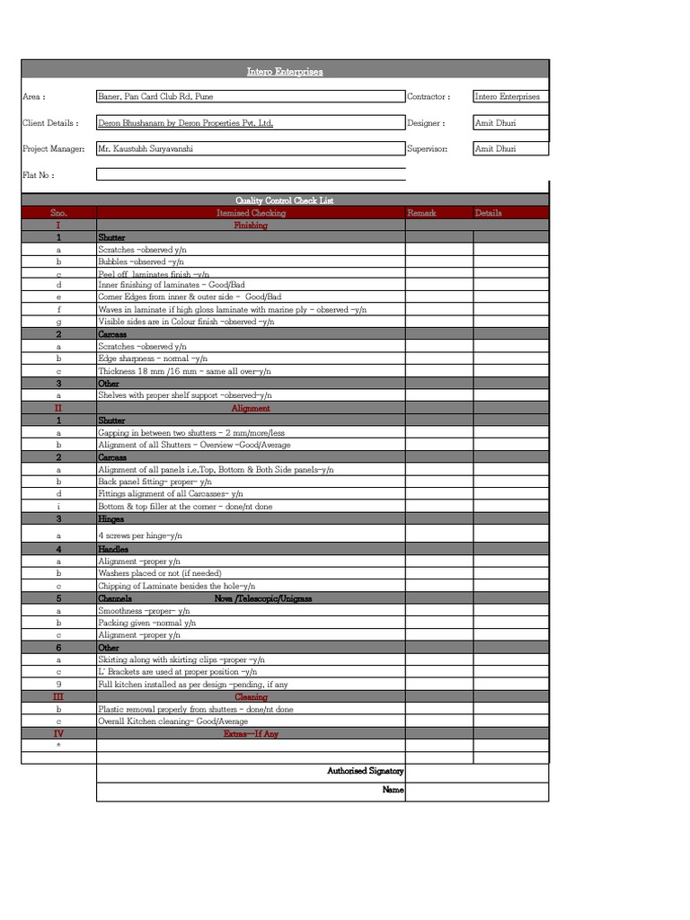 QC Check List-Final - 1 PDF | PDF | Building Engineering | Building ...