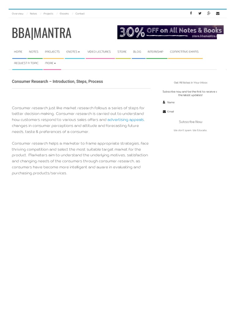 Consumer Research - Introduction, Steps, Process - BBA - Mantra | PDF ...