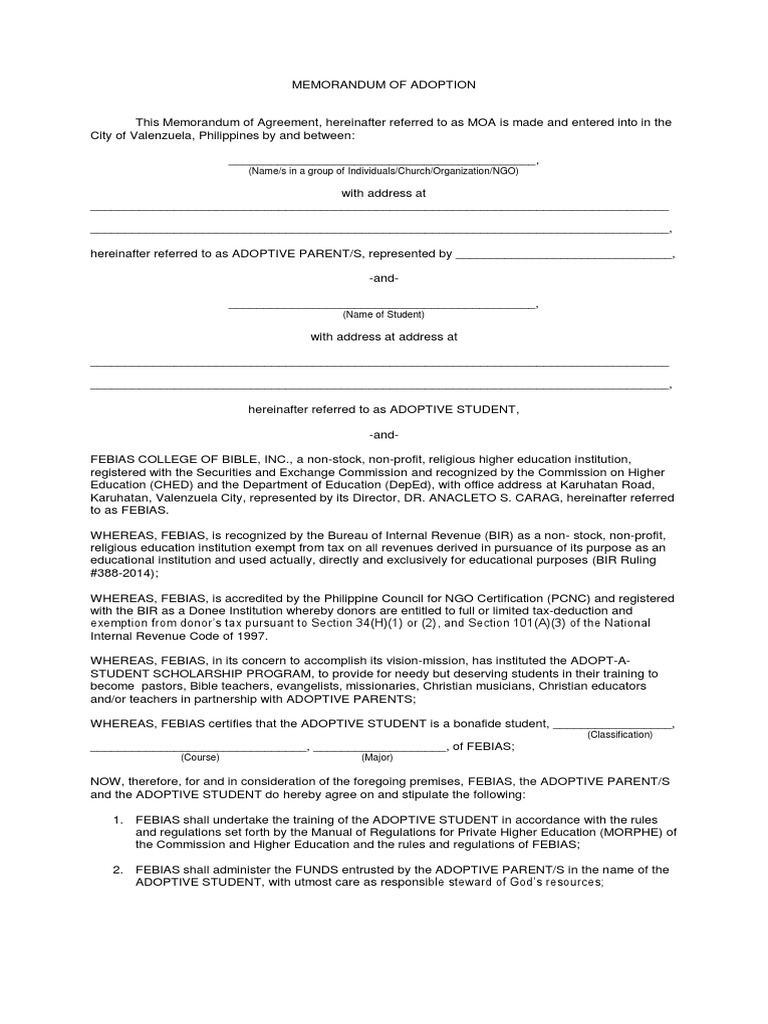 Memorandum of Adoption | PDF | Behavior Modification | Learning