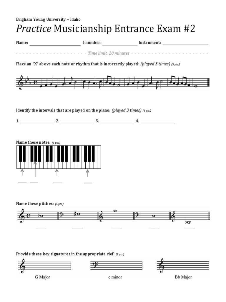 Music Theory Practice Exam 2 | PDF | Music Theory | Interval (Music)