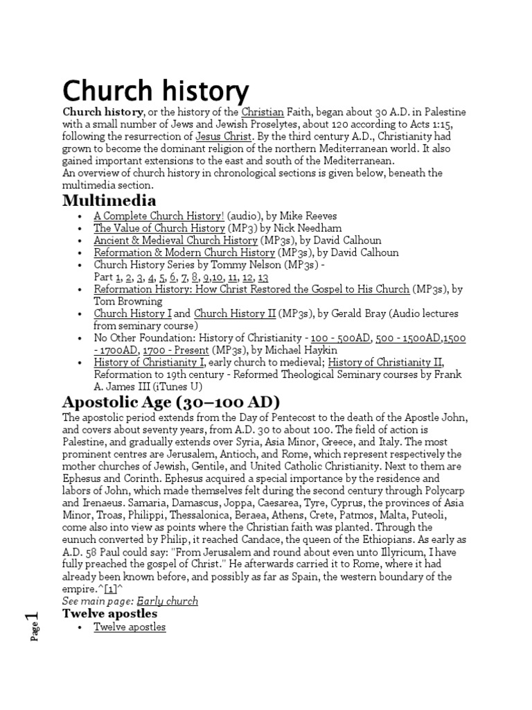 Church History | PDF | Early Centers Of Christianity | Eucharist