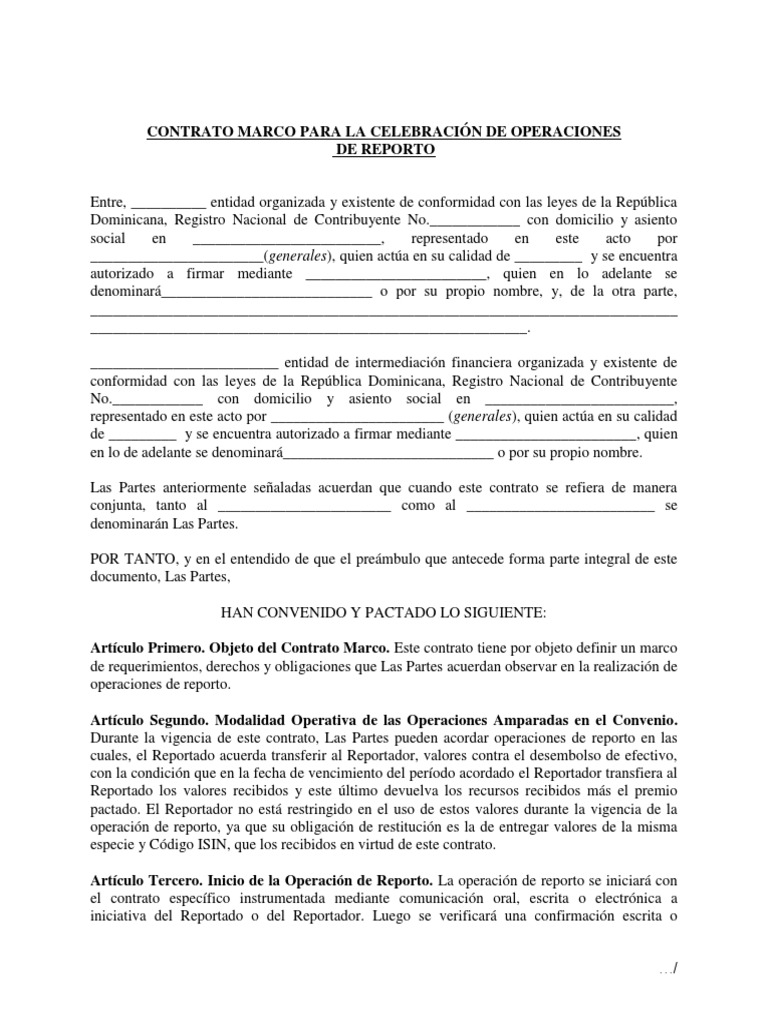Contrato de Reporto | PDF | Sociedad de responsabilidad limitada | Bancos