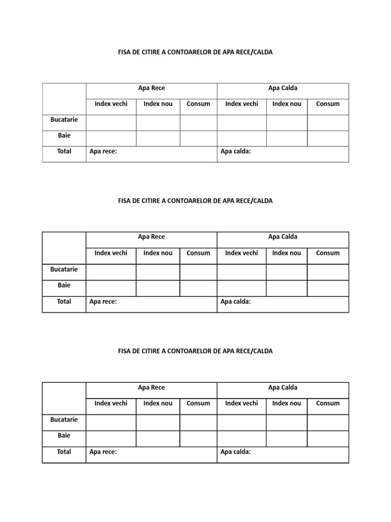 Fisa de Citire Contoare | PDF