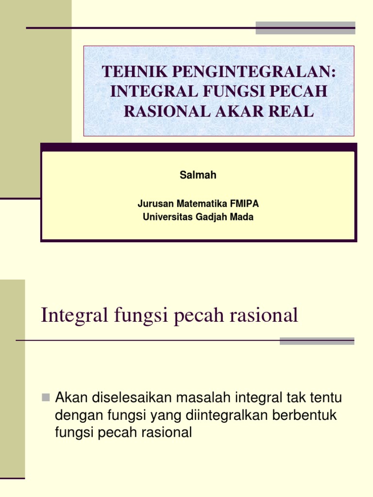 Integral Fungsi Pecah Rasional Akar Real | PDF