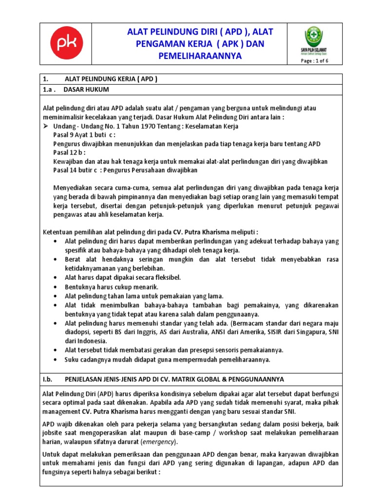 Apd Dan Apk Dalam Proyek - Ok | PDF