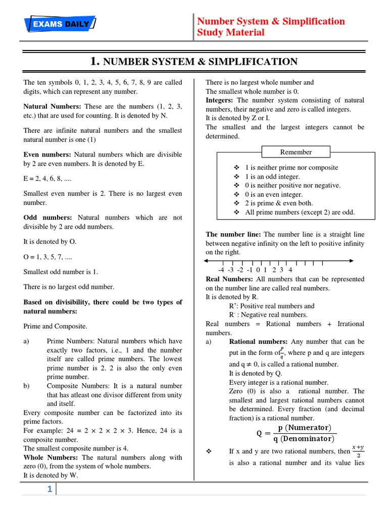 Number System Simplification Study Material | Download Free PDF ... Number System Simplification Study Material | Download Free PDF ...
