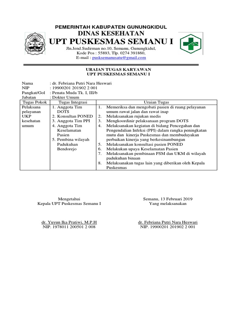 Uraian Tugas Karyawan | PDF