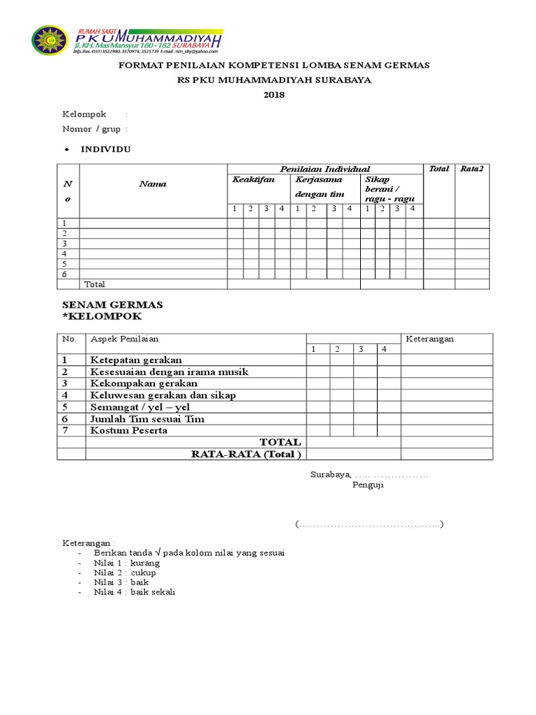 Format Penilaian Kriteria Senam | PDF
