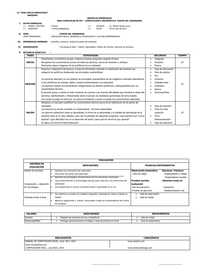 Sesion Ept Computacion | PDF | Evaluación | Aprendizaje