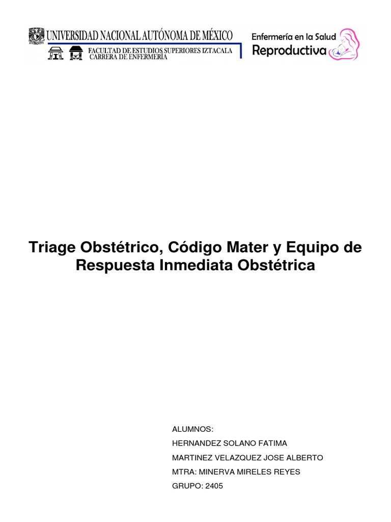 Implementación del Triage Obstétrico, Código Mater y Equipo de ...