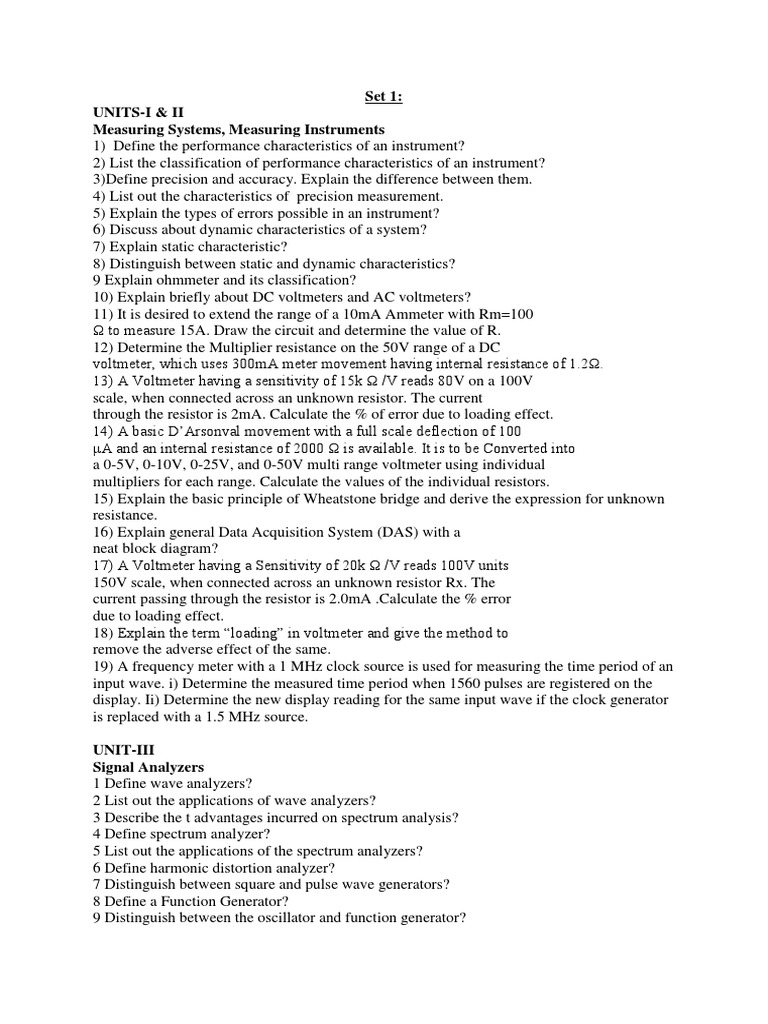 Emi Question Bank | PDF | Resistor | Electrical Resistance And Conductance
