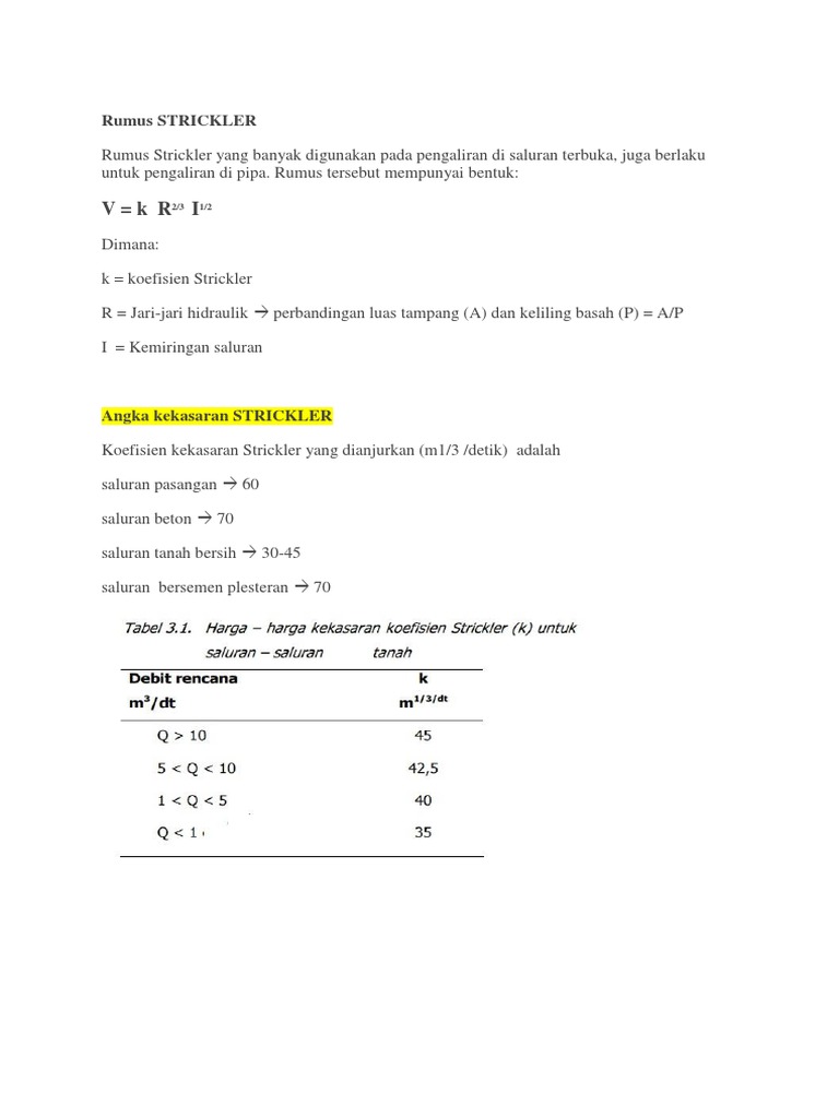 Rumus STRICKLER | PDF