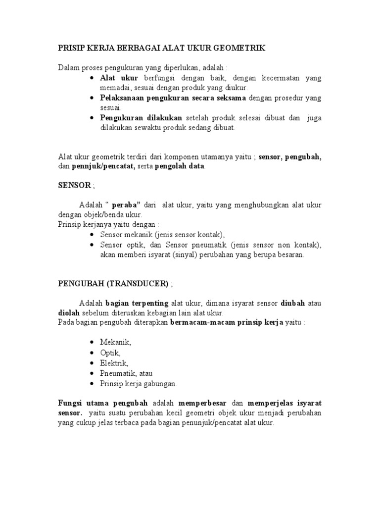 Prinsip Kerja Berbagai Alat Ukur Geometrik Rev 1 | PDF