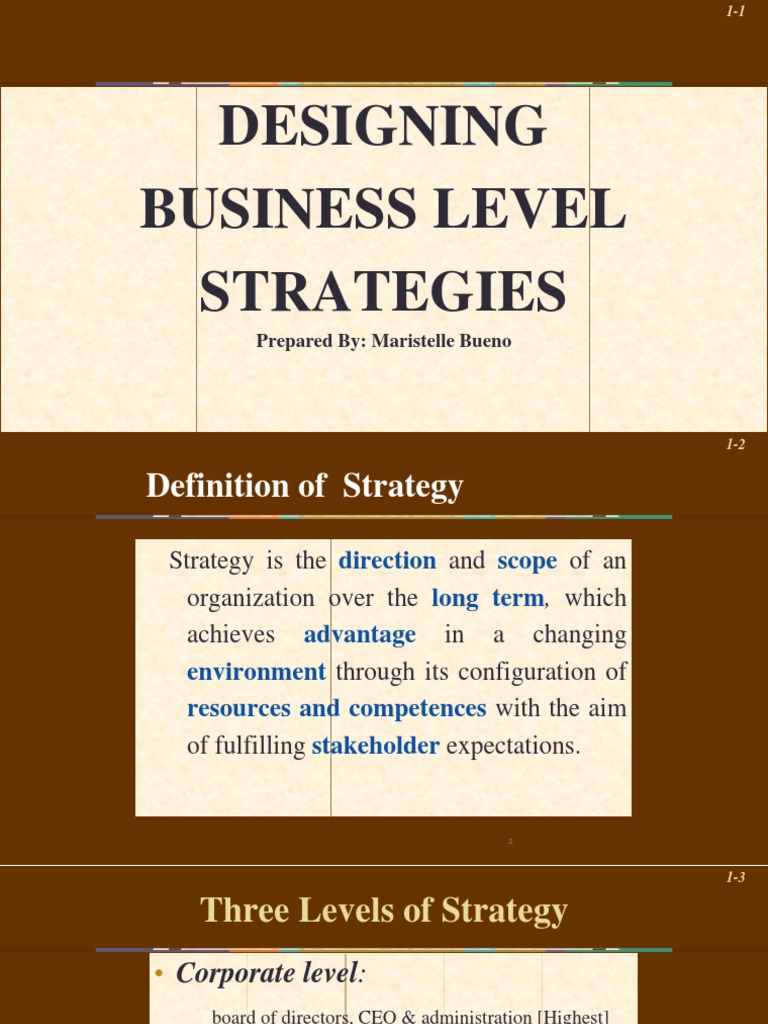 Designing Business Level Strategies | PDF | Strategic Management ...