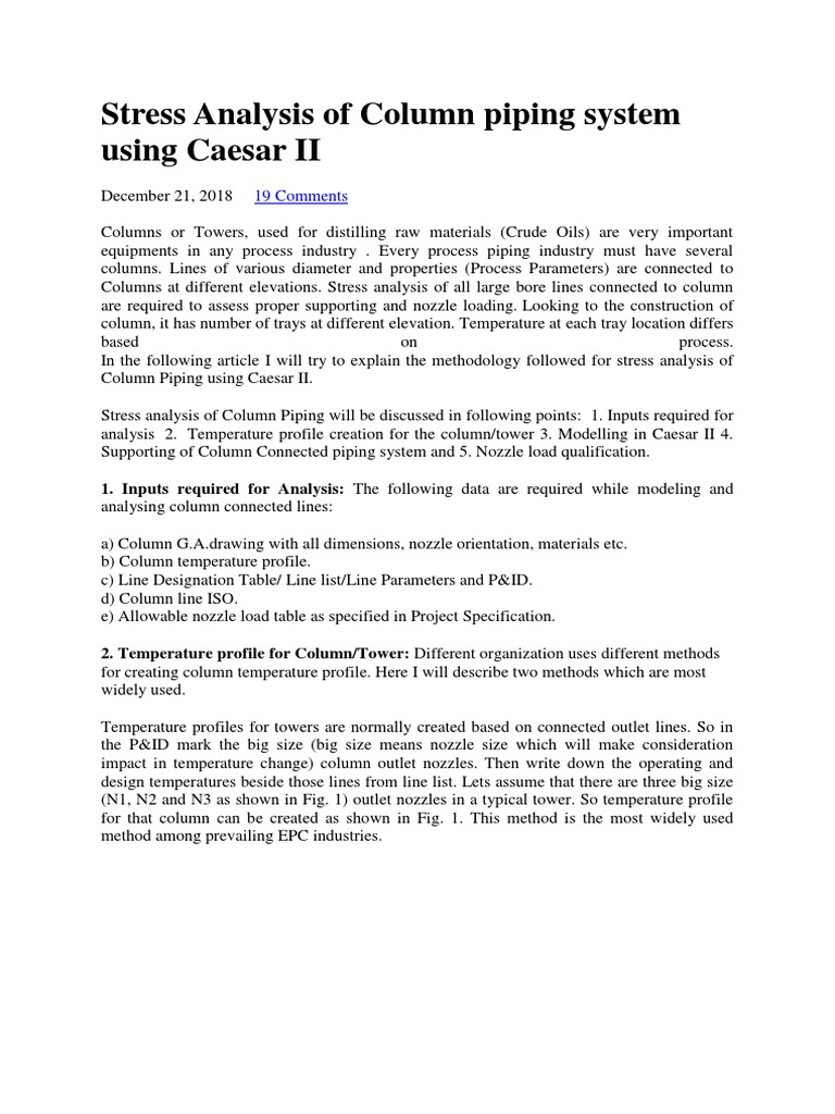 Stress Analysis of Column Piping System Using Caesar II | PDF | Stress–Strain Analysis | Pipe ...