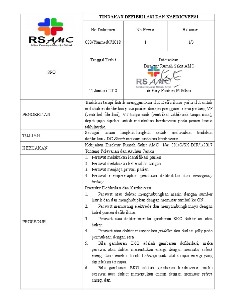 Prosedur Kardioversi dan Defibrilasi | PDF | Pengembangan Diri | Sains ...