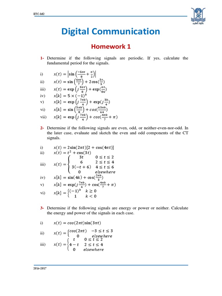 Digital Communication Exercises | PDF | Theoretical Physics ...